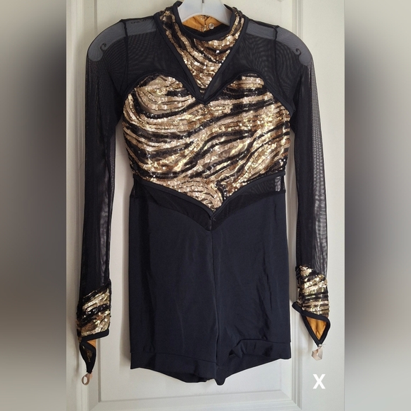 Weissman | Tops | Weissman Costume Zebra Black And Gold Sequin Girls ...